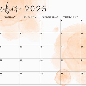 2025 Watercolor Minimalist Calendar - Etsy