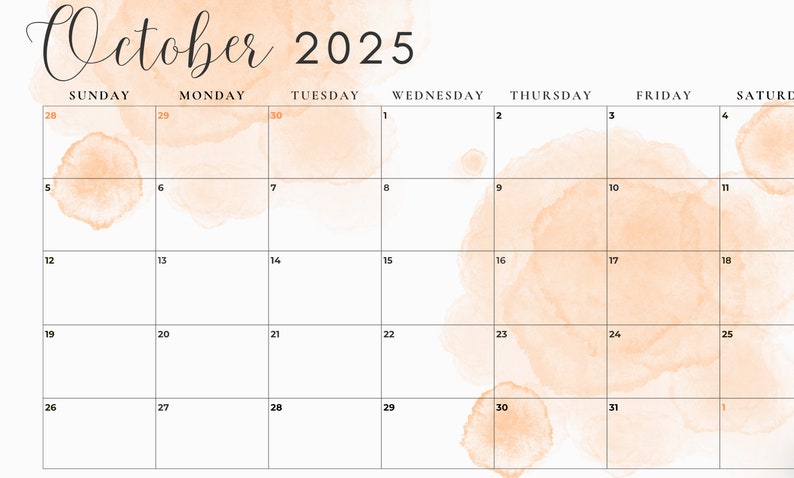 2025 Watercolor Minimalist Calendar - Etsy