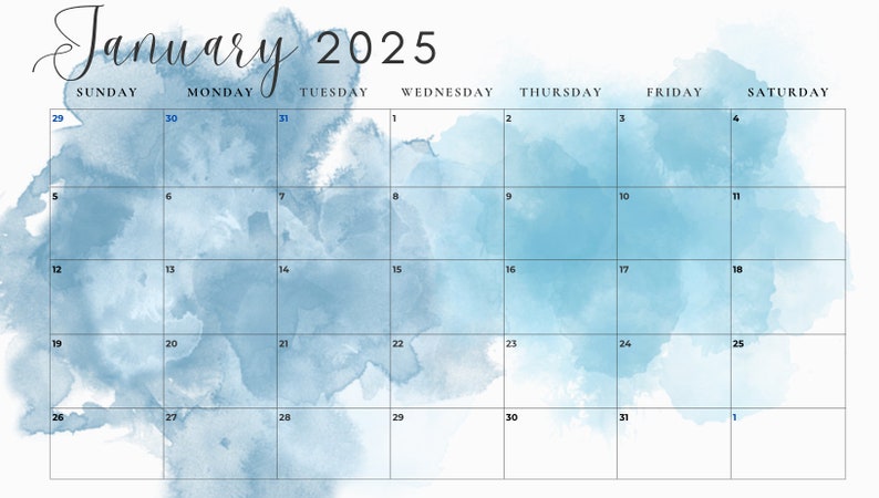 2025 Watercolor Minimalist Calendar - Etsy