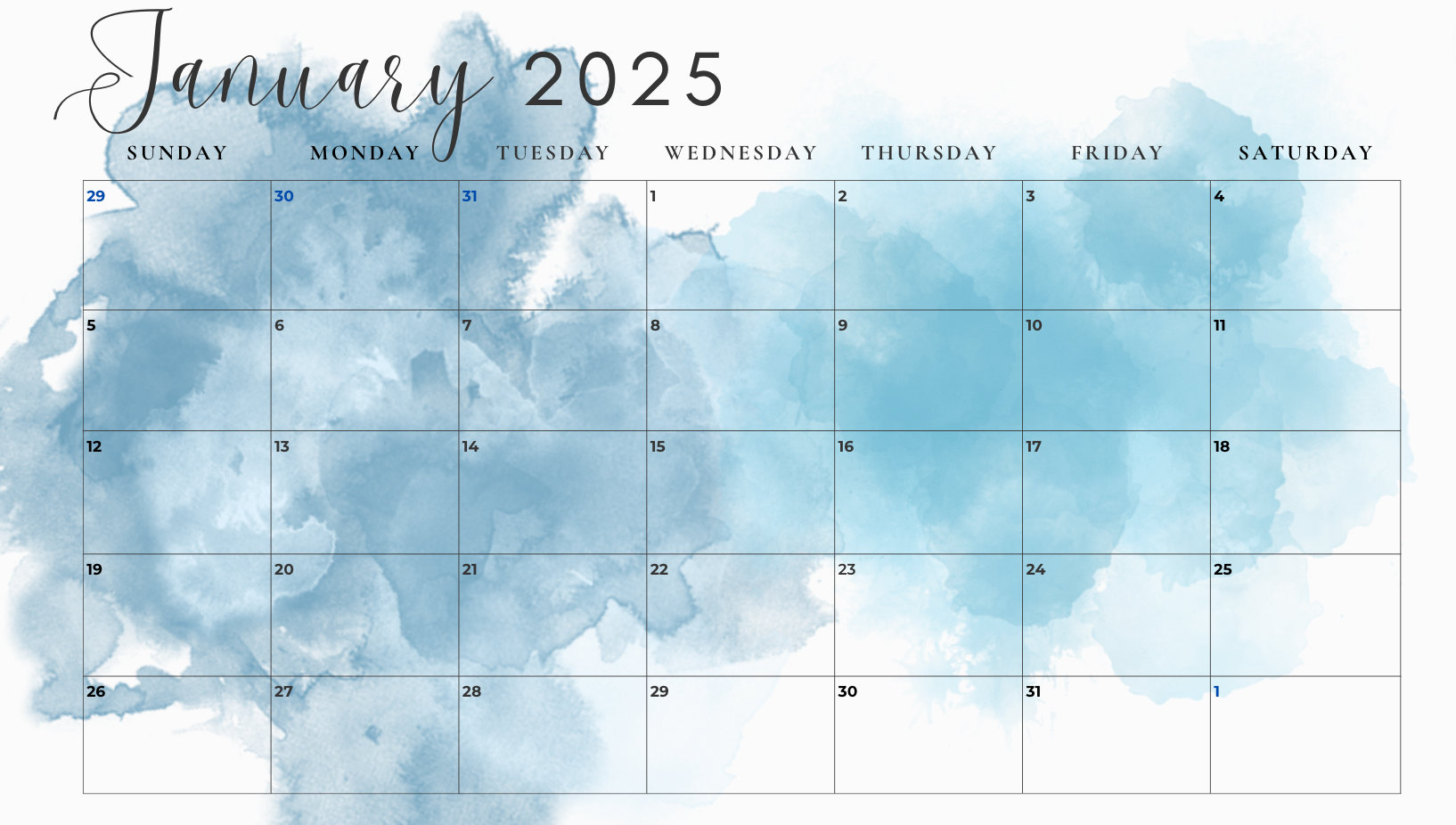 2025 Watercolor Minimalist Calendar - Etsy