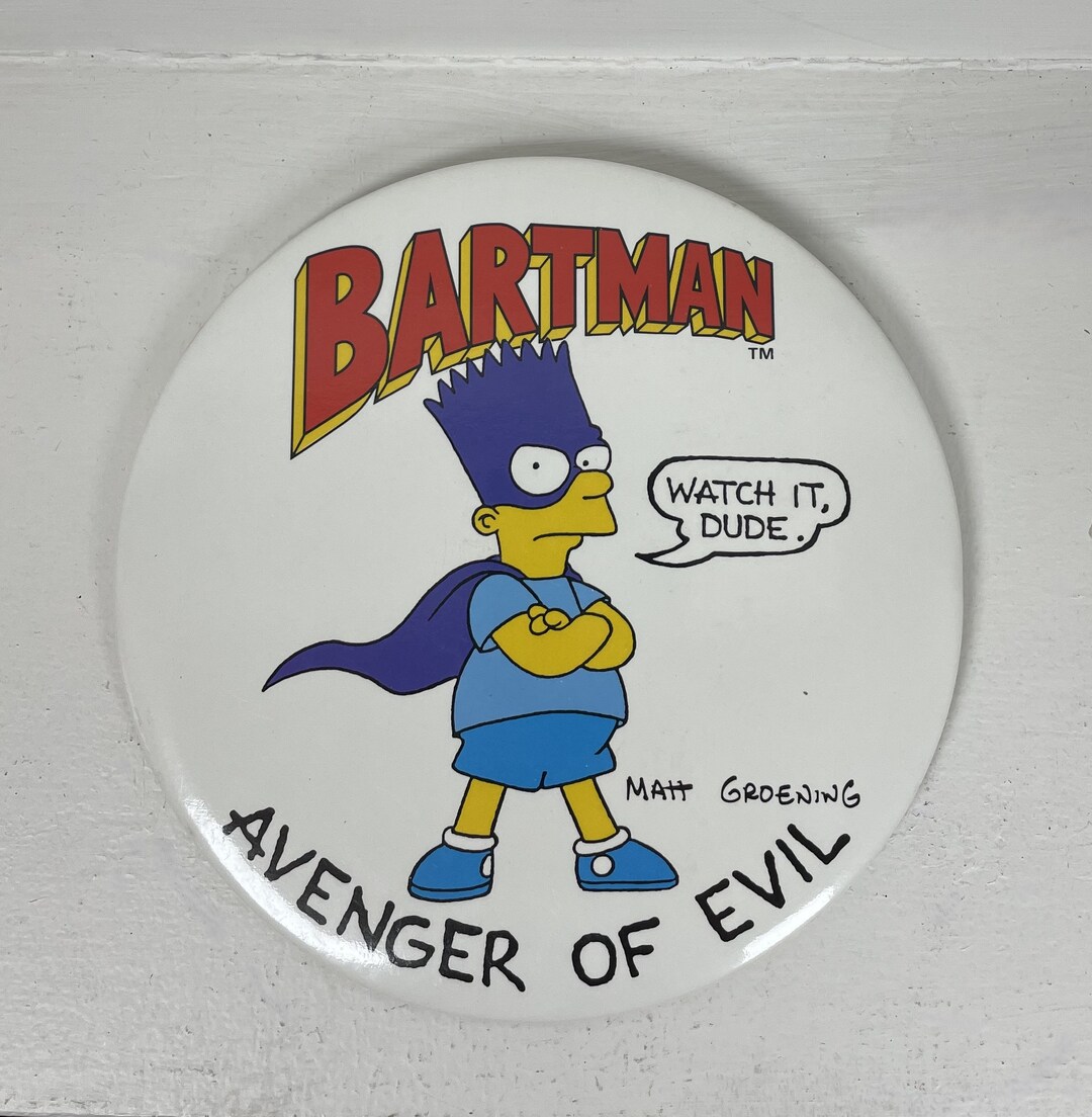Vintage 1989 Bart Simpson Bartman Giant Pin - Etsy