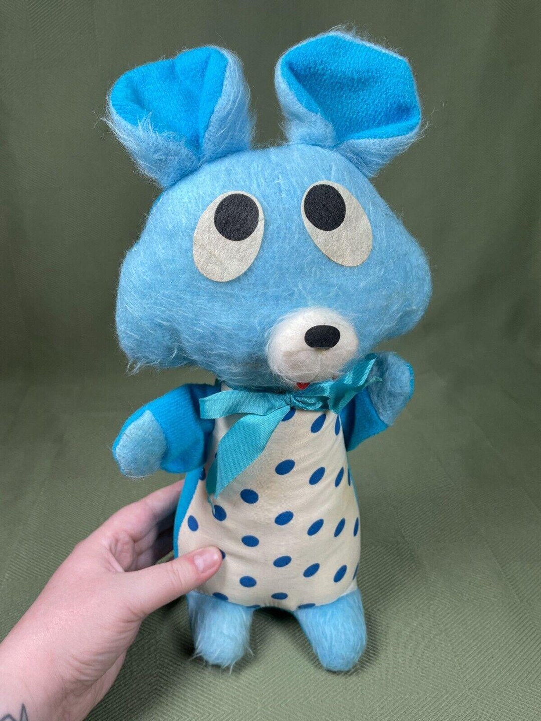 Adorable Vintage 1978 Blue Plush Stuffed Mouse Toy Carnival Prize by A ...