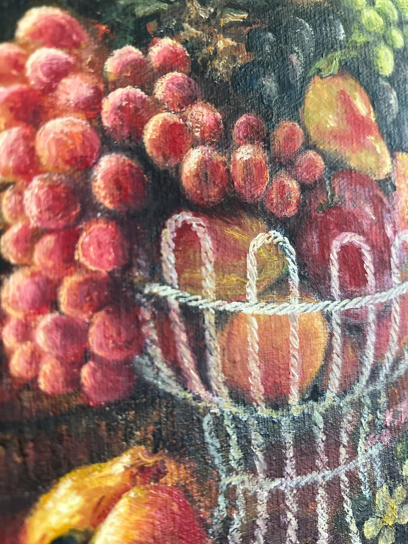 Vintage Still Life Fruit Bowl Original Painting on Canvas - Etsy