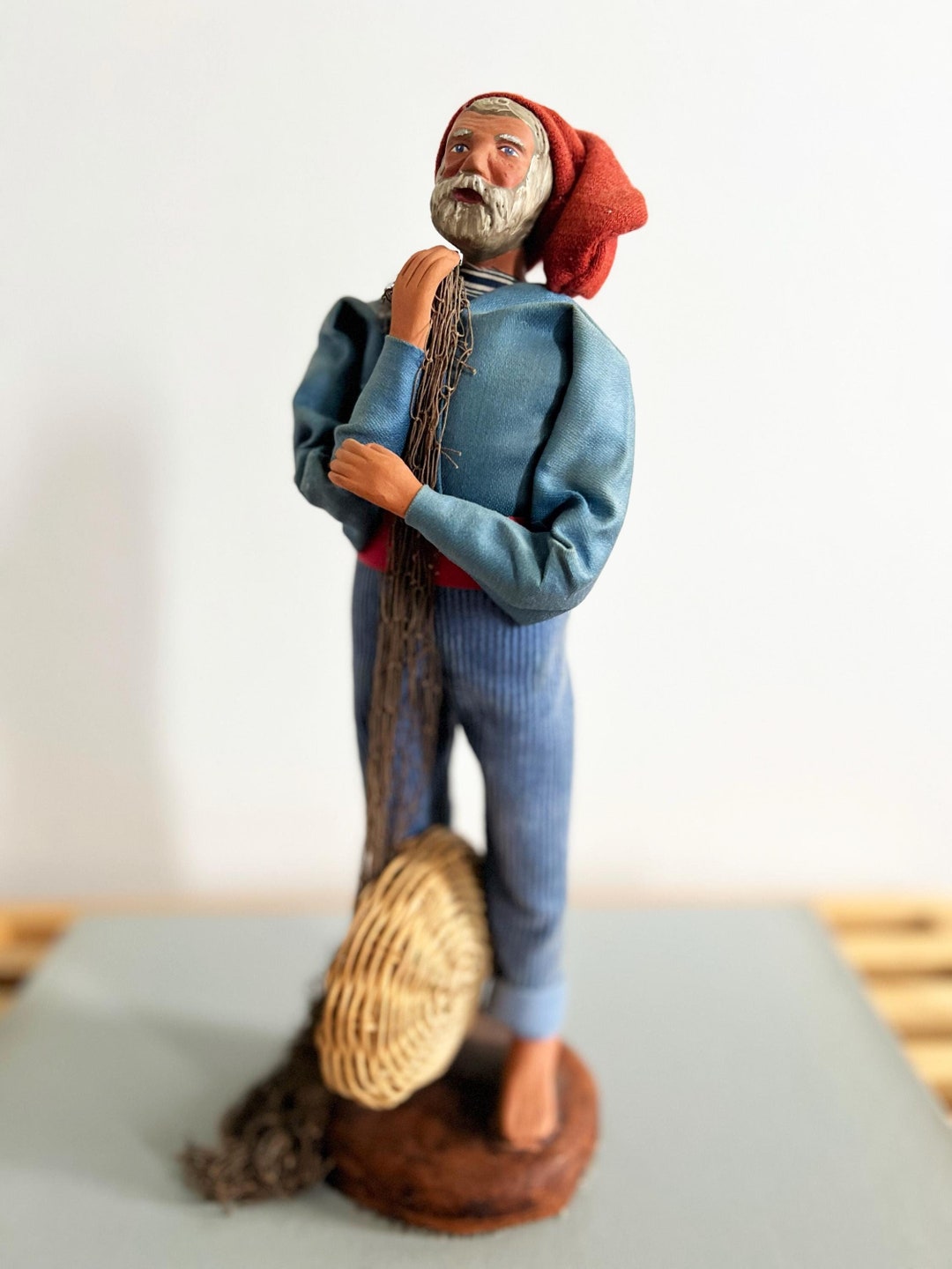 Vintage M Di Landro French Santon Terra Cotta/clay Fisherman Figurine ...