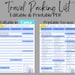 Travel Organized Editable Packing List, INSTANT DOWNLOAD - Etsy