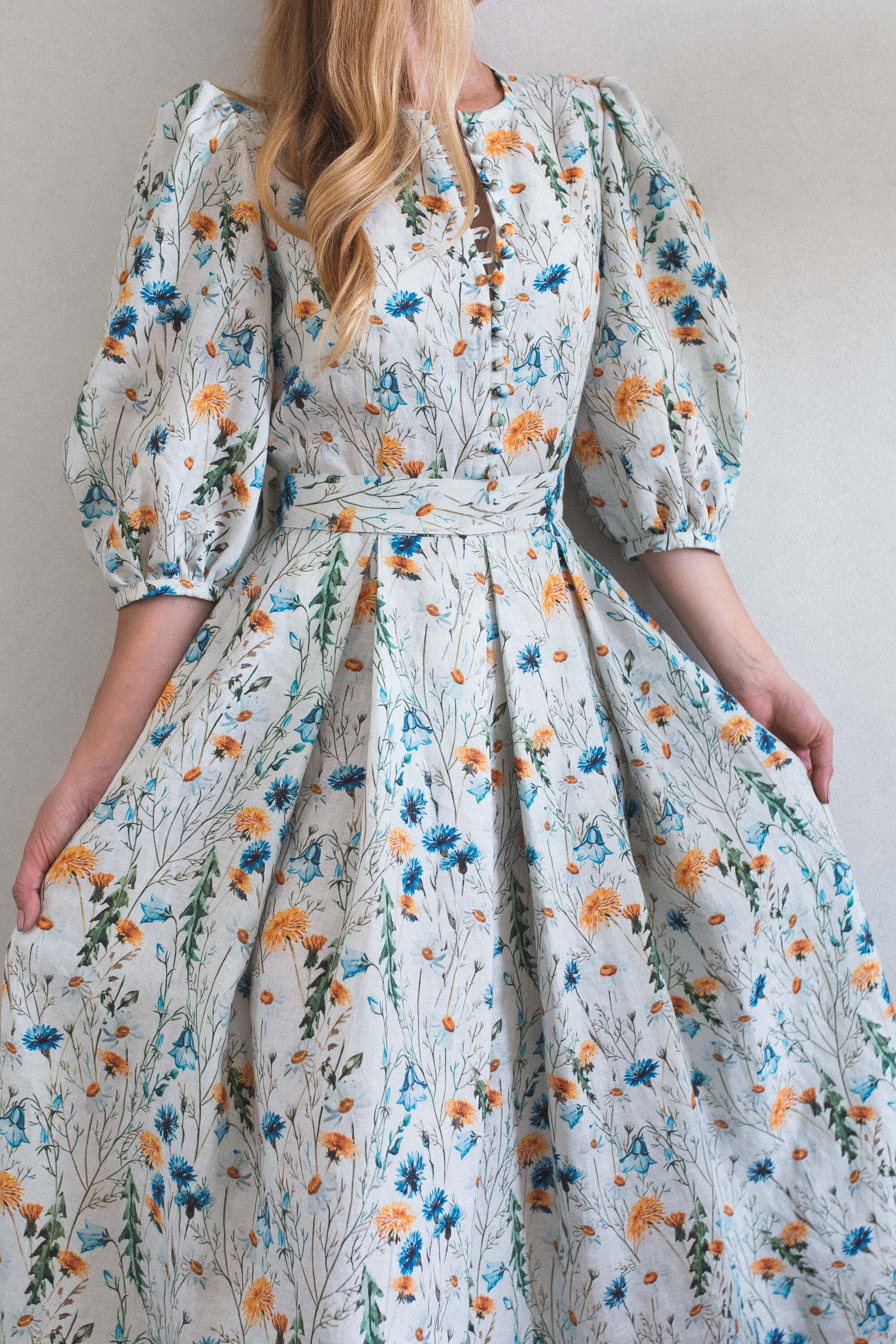 Midi Dress Pattern With Pleated Skirt Amelia Dress Pattern: Fitted ...