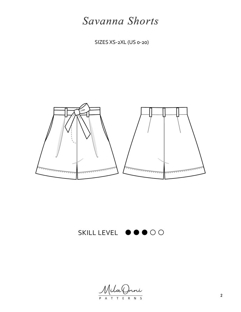 Wide Leg Shorts Pattern Download High Waisted Shorts Sewing Pattern ...