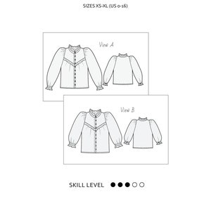 Esme Ruffled Blouse PDF Sewing Pattern | Puff Sleeve Victorian Blouse ...