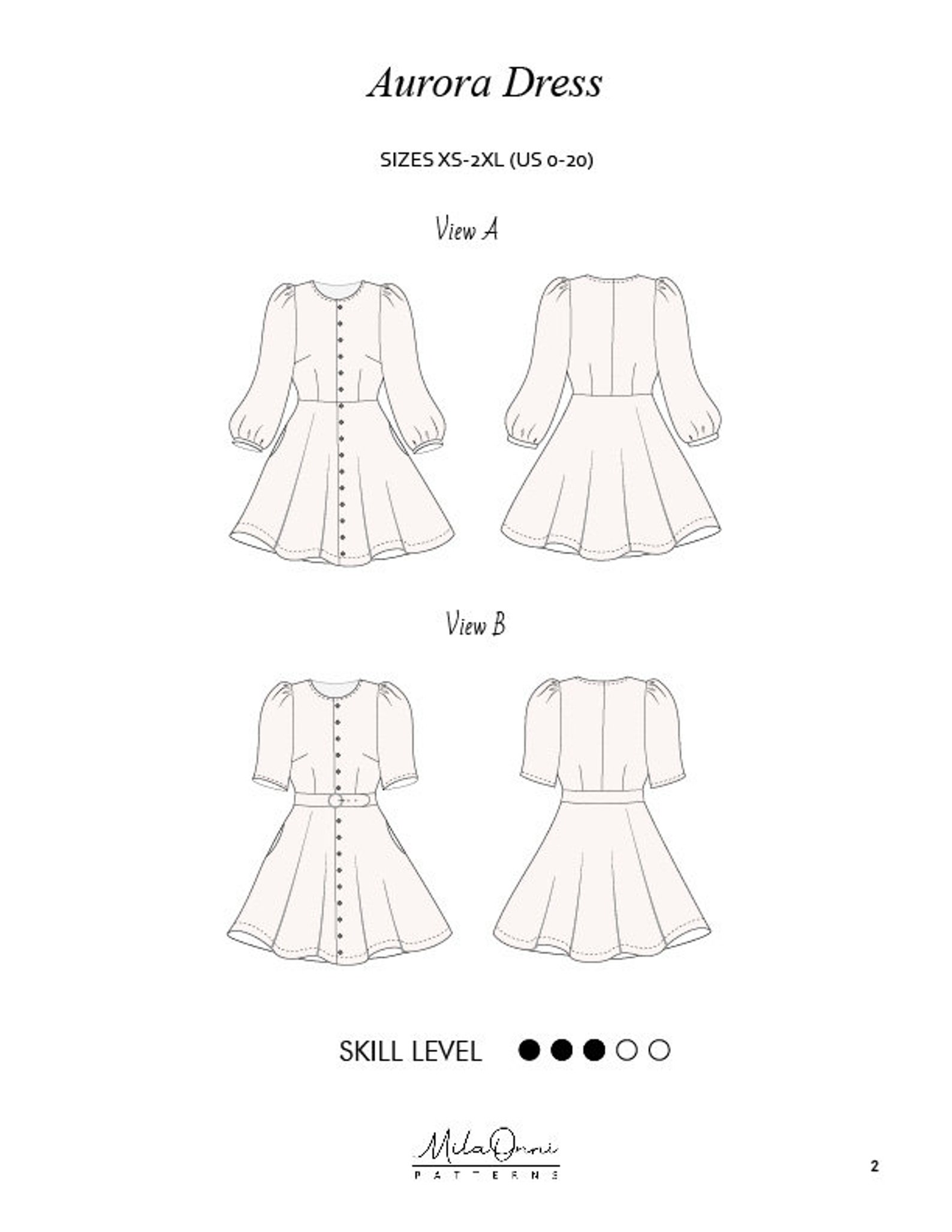 Aurora Dress PDF Sewing Pattern Fitted Bodice Circle Skirt for Wedding ...