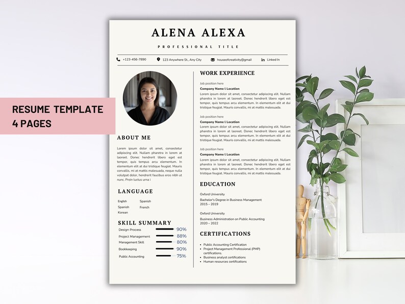 Professional Resume Template for Word Minimalist Resume Resume CV ...