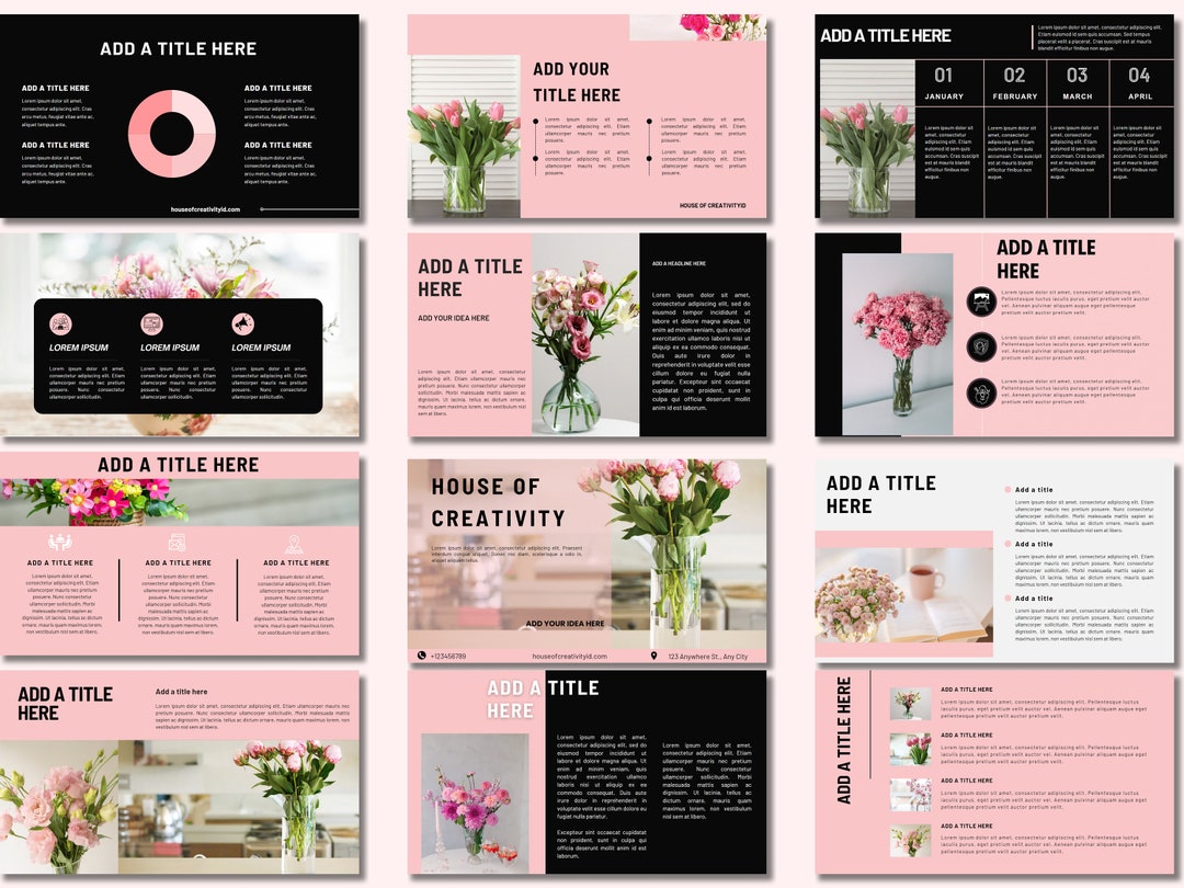Floral Powerpoint Template: Rose Gold Business Presentation (canva ...