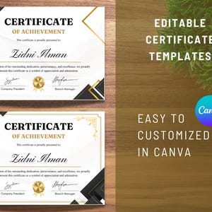 3-pack Editable Premium Black & Gold Certificate Templates ...