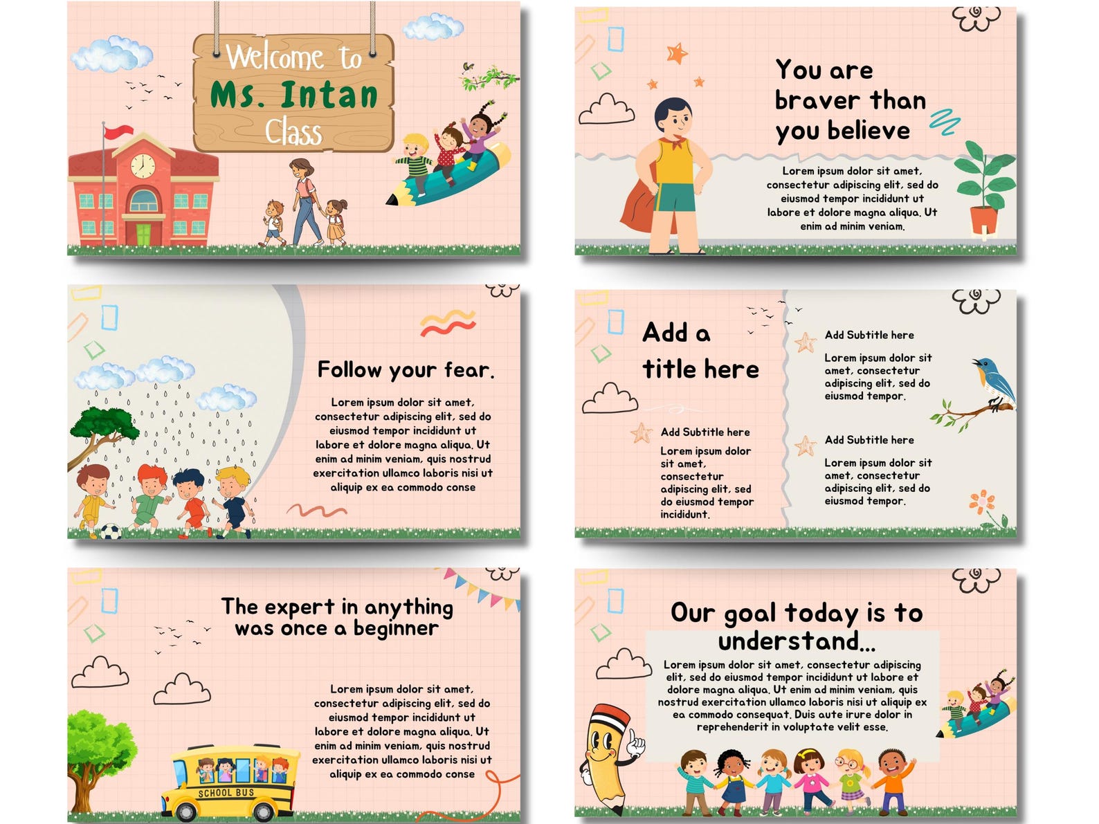 Interactive Kids Classroom PPT Template: 21 Editable Slides (digital ...