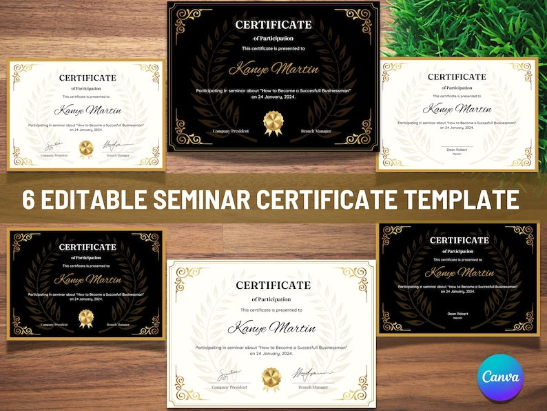 6 Pages of Editable & Printable Seminar Certificate Template ...