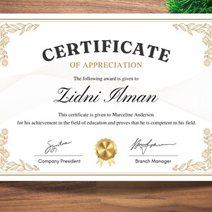 Editable Appreciation Gift Certificate Template: Canva Award (digital ...
