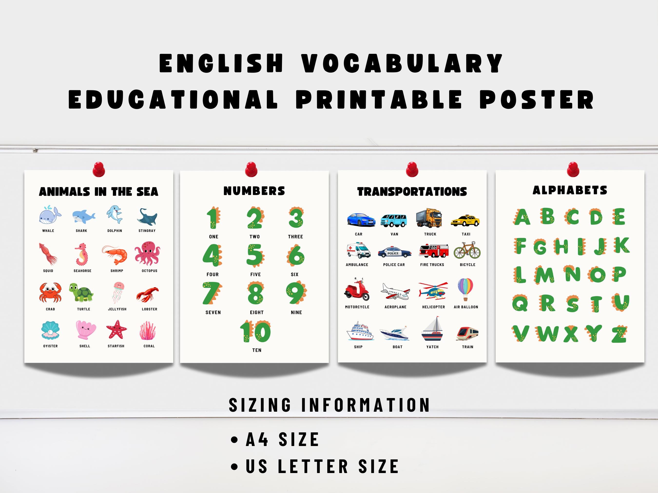 Engaging English Vocabulary Posters: A Colorful Set of Educational ...