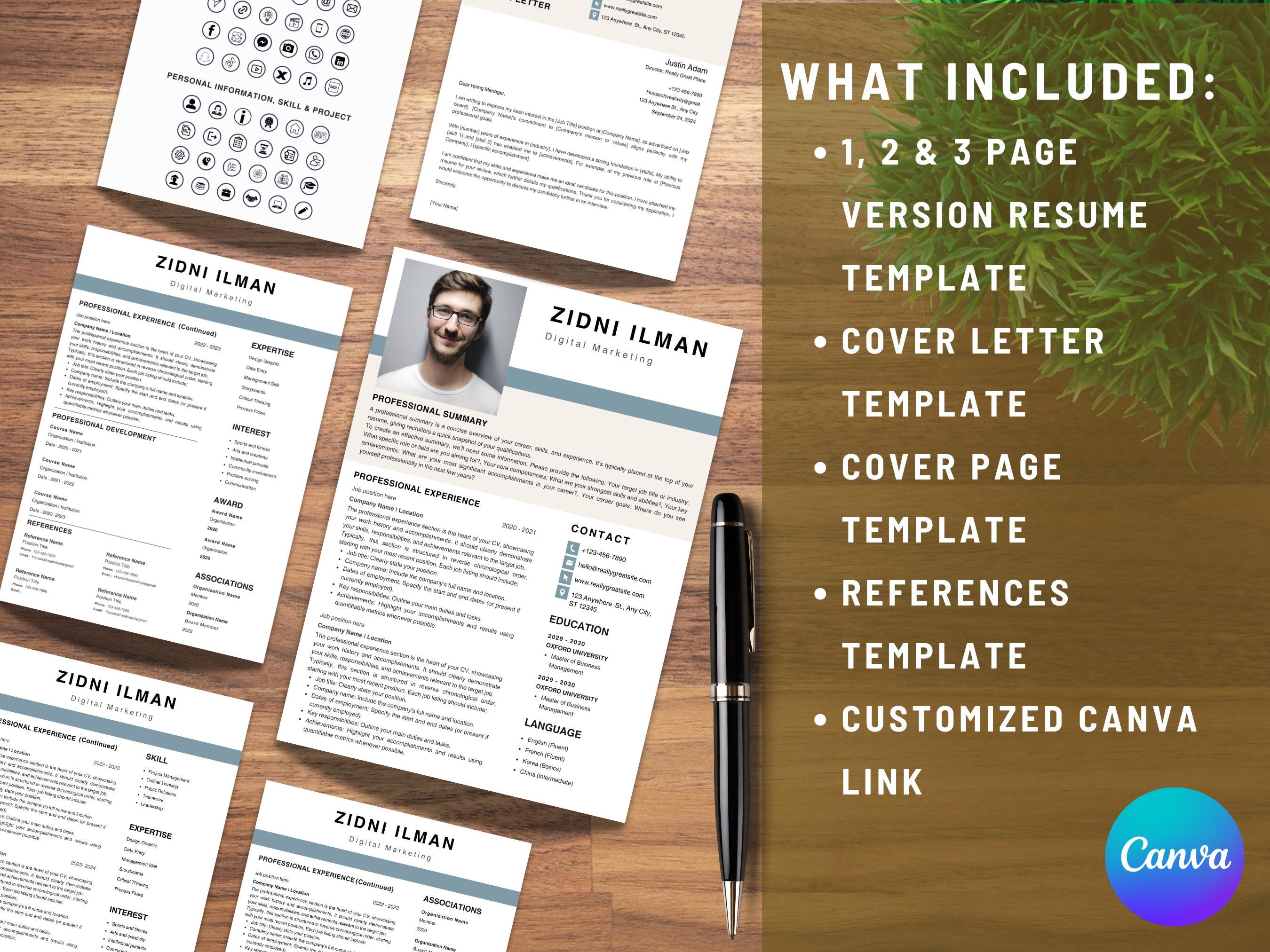 Editable Modern Resume CV Template for Professional Needs With 3 ...