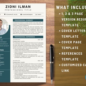 Canva Resume Template With 1, 2, 3 Version Page With Cover Letter ...