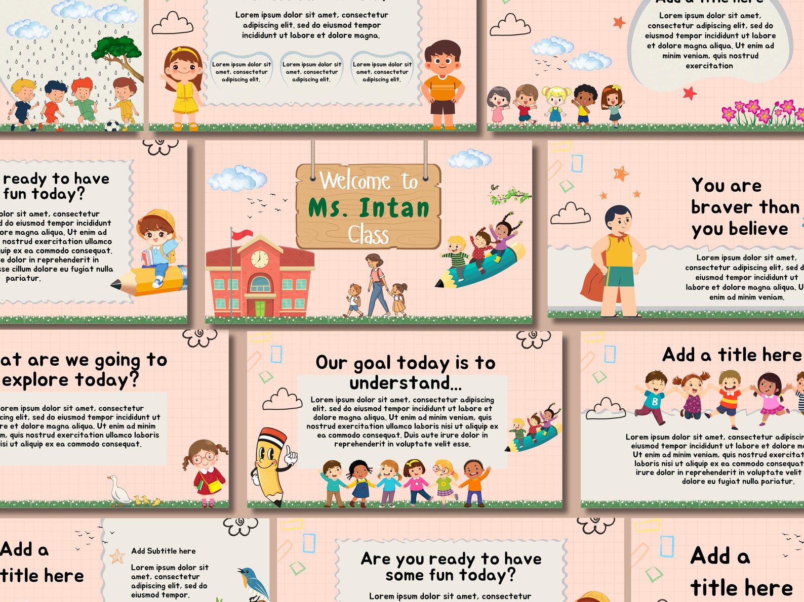 Interactive Kids Classroom PPT Template: 21 Editable Slides (digital ...