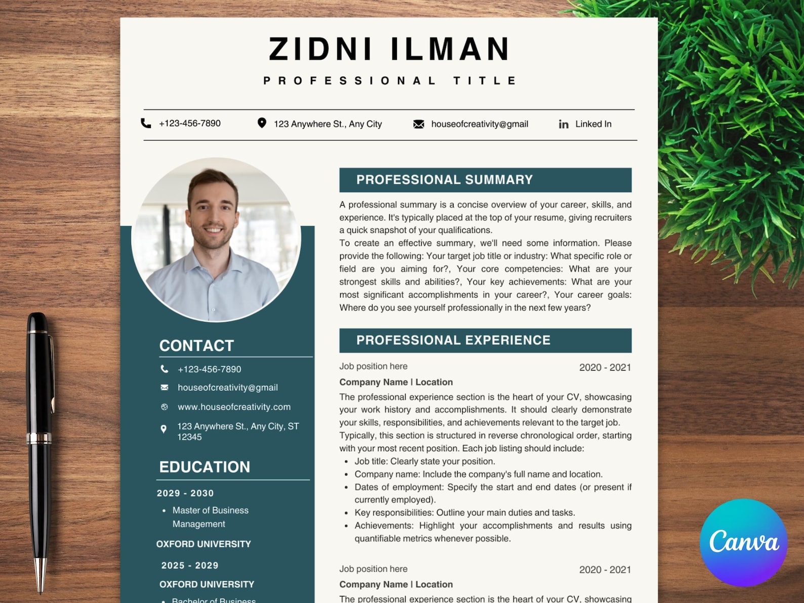 Canva Resume Template With 1, 2, 3 Version Page With Cover Letter ...