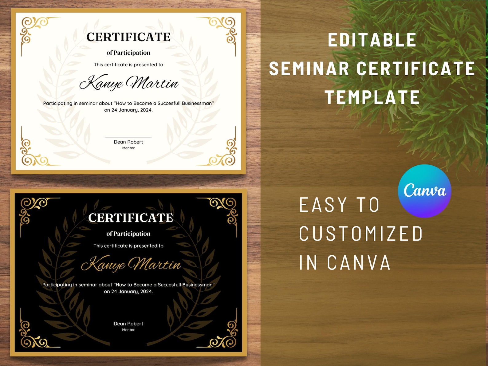 6 Pages of Editable & Printable Seminar Certificate Template ...