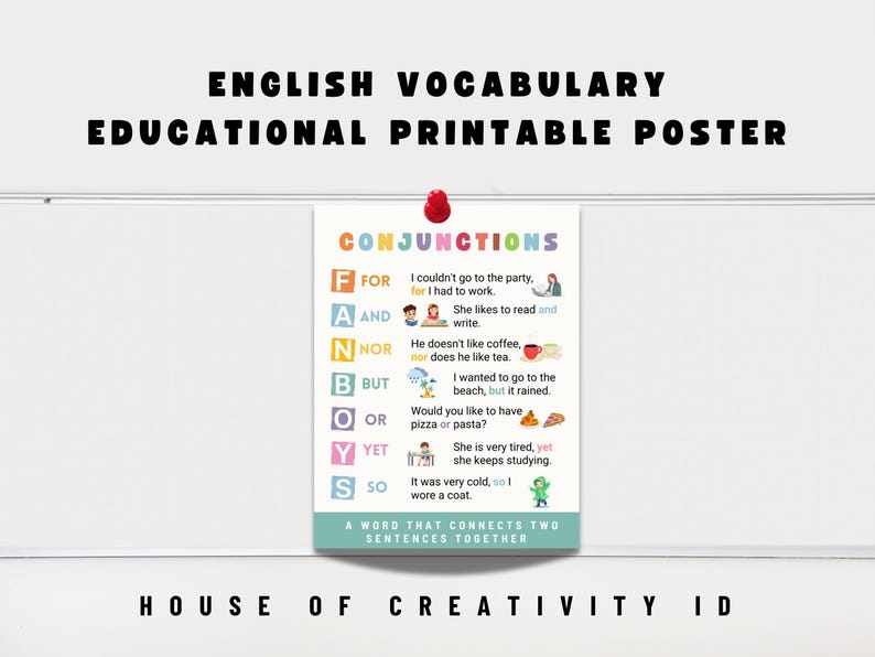 Parts of Speech Poster Vol.2 , Noun Verb Adjective Adverb Preposition ...