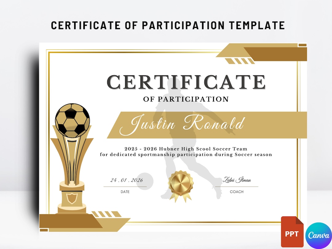 DIY Sports Award Certificates: Editable Soccer Templates (canva ...