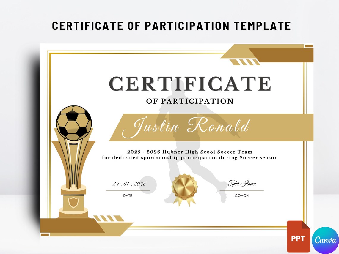 DIY Sports Award Certificates: Editable Soccer Templates (canva ...
