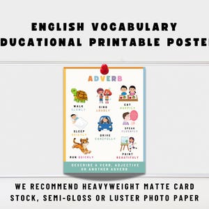 Parts of Speech Poster, Noun Verb Adjective Adverb Preposition ...