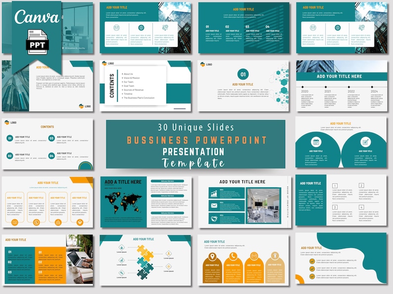 Modern Canva Powerpoint Presentation Template – 30 Unique Slides (PPTX ...