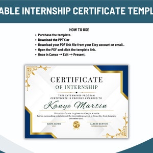 Customizable Internship Certificate Template: Editable in Canva ...