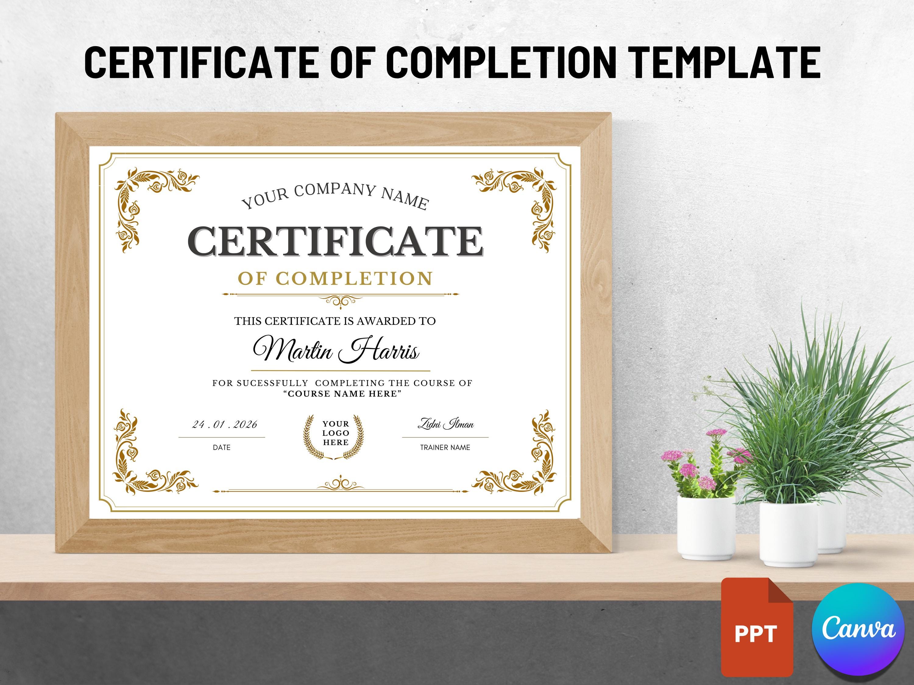 Professional Printable Certificate of Completion Templates ...