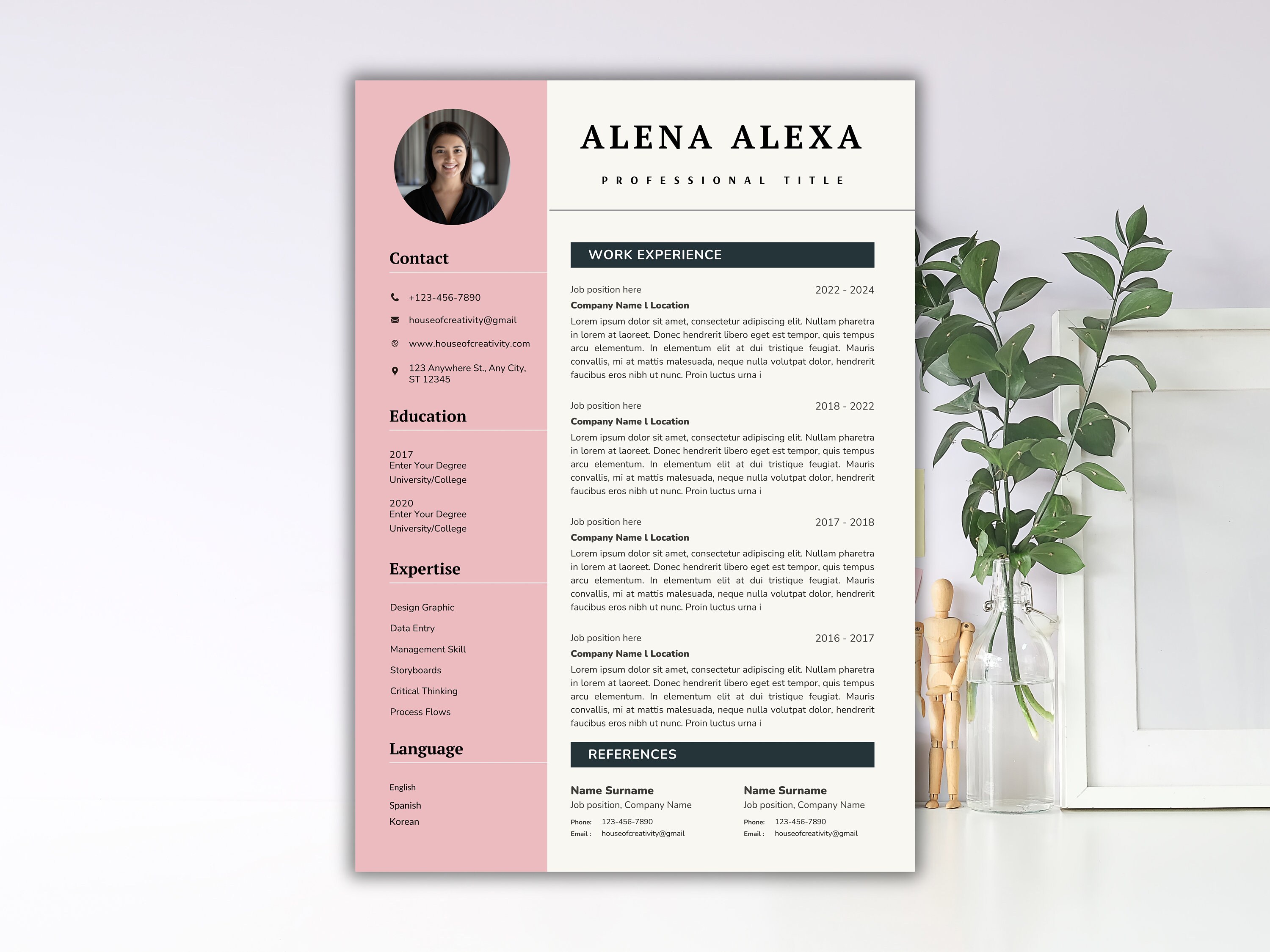 Professional Resume Template for Word Minimalist Resume Resume CV ...