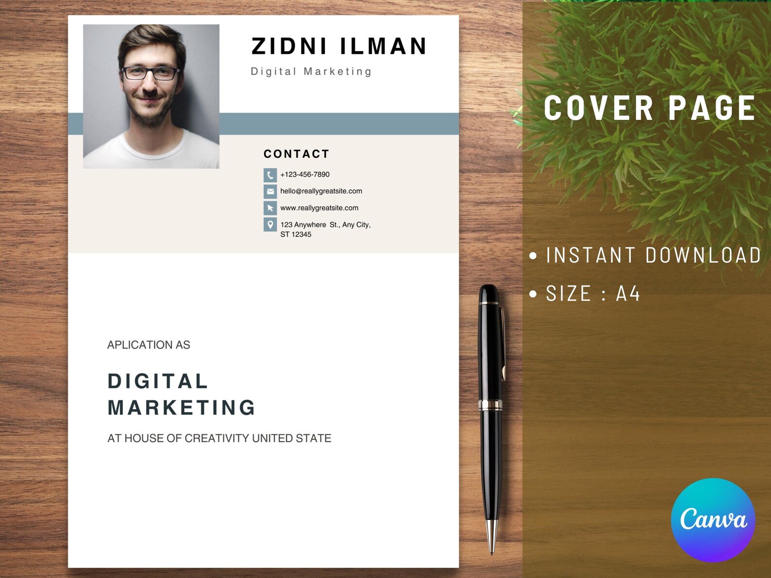 Editable Modern Resume Template: CV, Cover Letter & References (canva ...