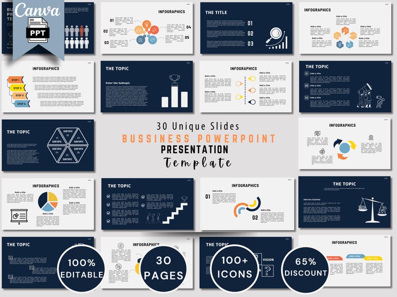 Minimal Editable Modern Powerpoint Presentation Template Navy Dark Blue ...