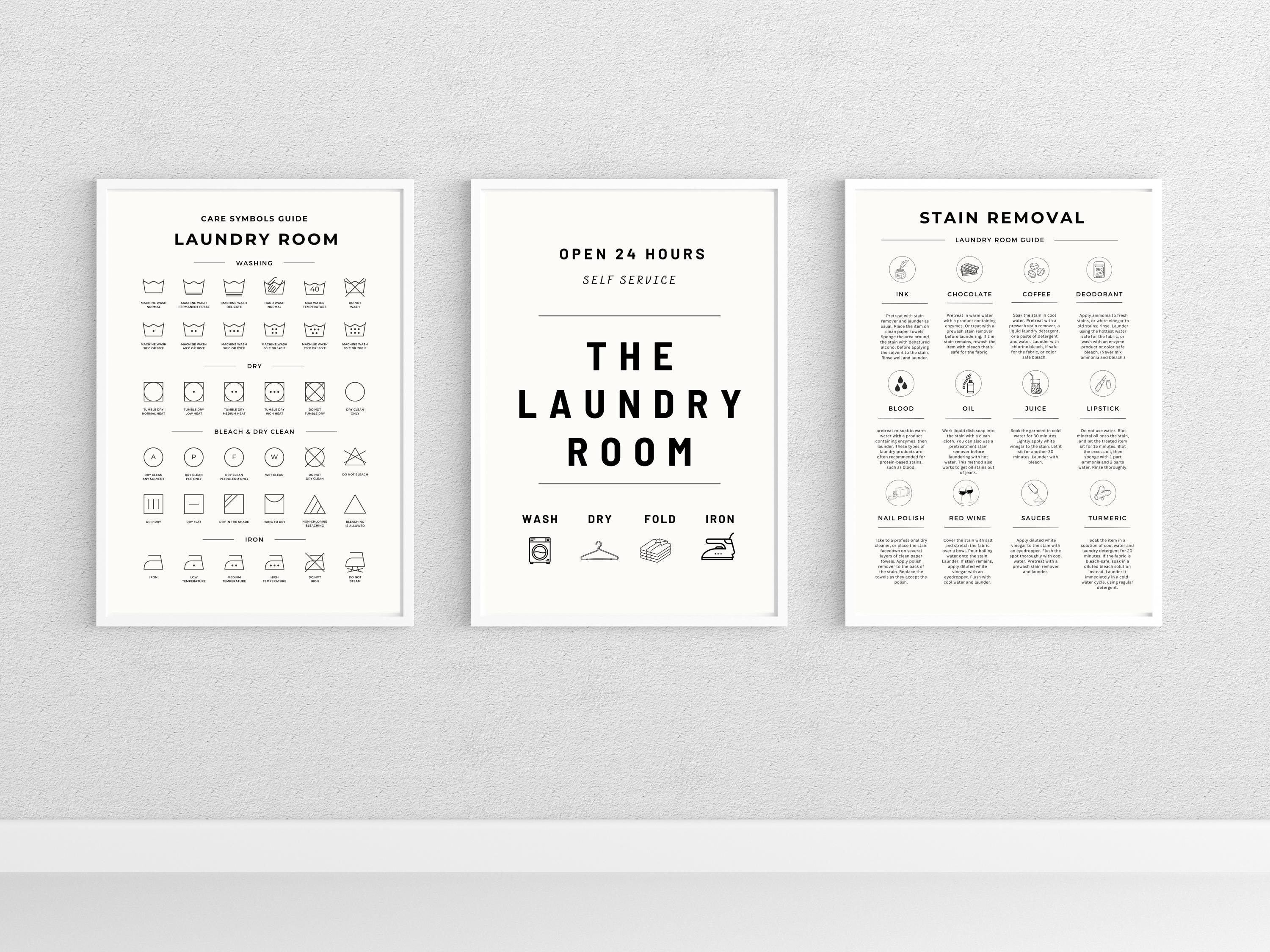 Laundry Room Art Set: Printable Care Guide & Symbols (digital Download ...
