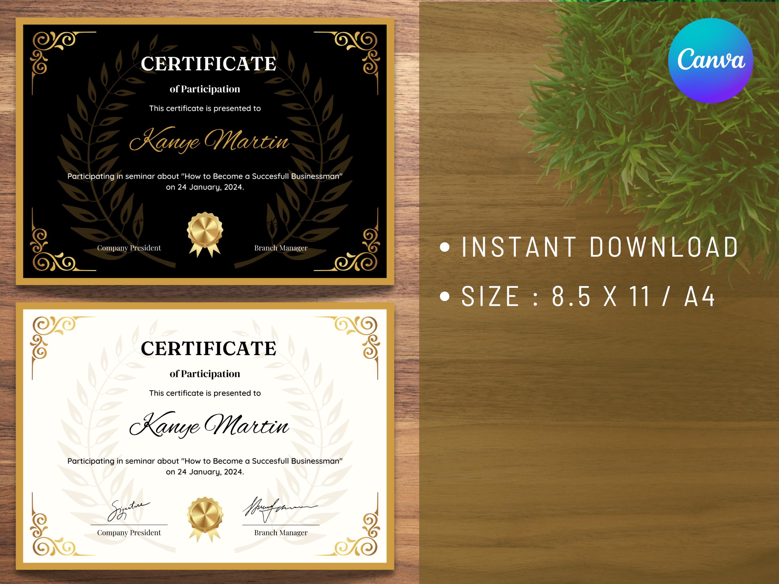 6 Pages of Editable & Printable Seminar Certificate Template ...