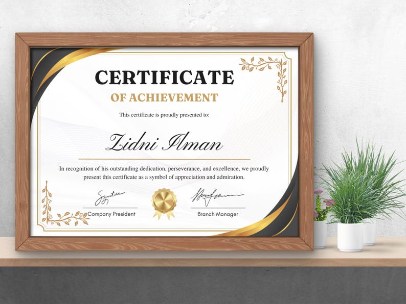 3 Editable Elegant Black & Gold Border Certificate of Achievement ...