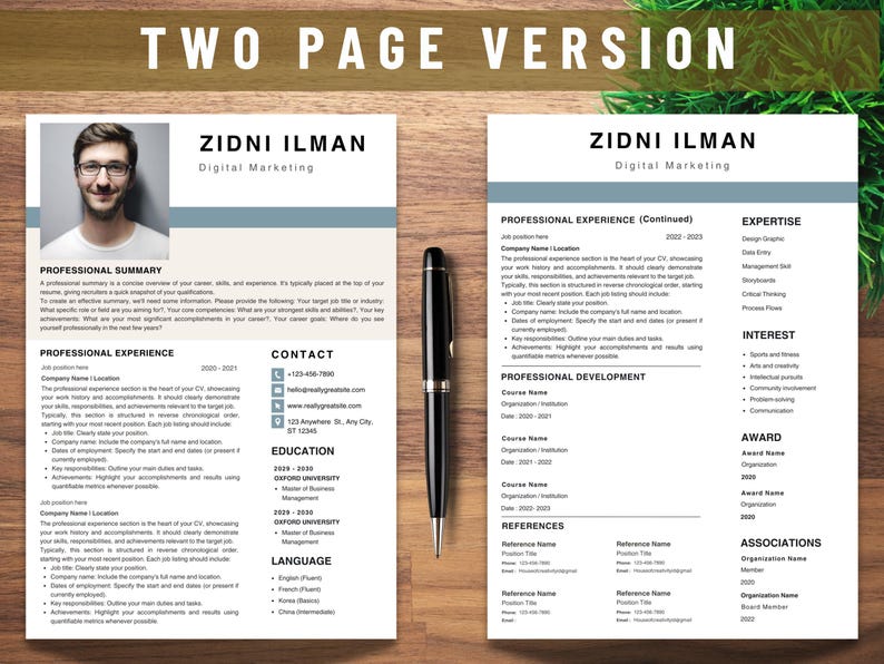 Editable Modern Resume CV Template for Professional Needs With 3 ...