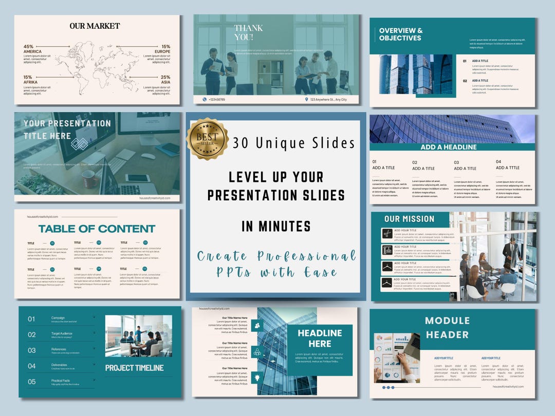 Modern Presentation Templates: 30 Unique Slides (PPTX & Canva) - Etsy