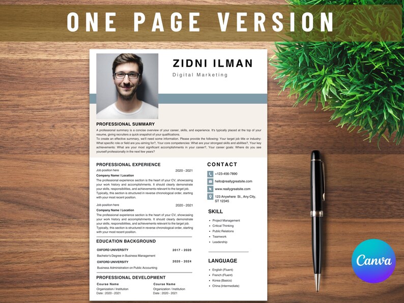 Editable Modern Resume CV Template for Professional Needs With 3 ...
