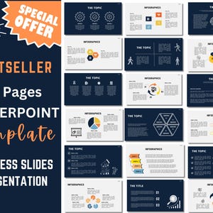 Minimalist Powerpoint Template: Sleek Navy Design for Canva Pro/edu and ...