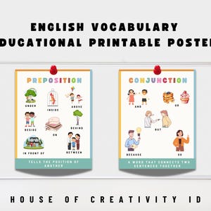 Parts of Speech Poster, Noun Verb Adjective Adverb Preposition ...