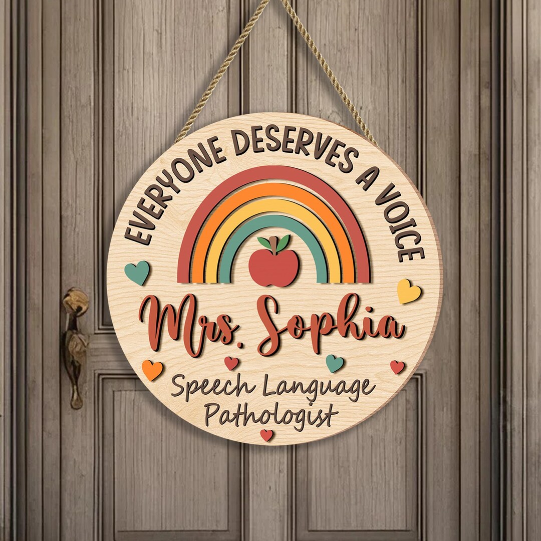 Custom Door Hanger, Teacher Name Custom Welcome to Speech Door Sign ...