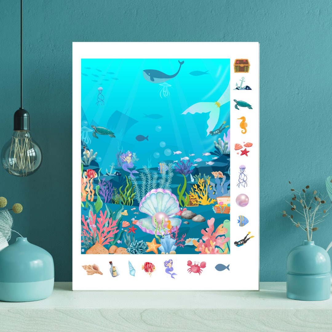 Printable Hidden Objects Poster Design Modern Wall Decor Instant ...