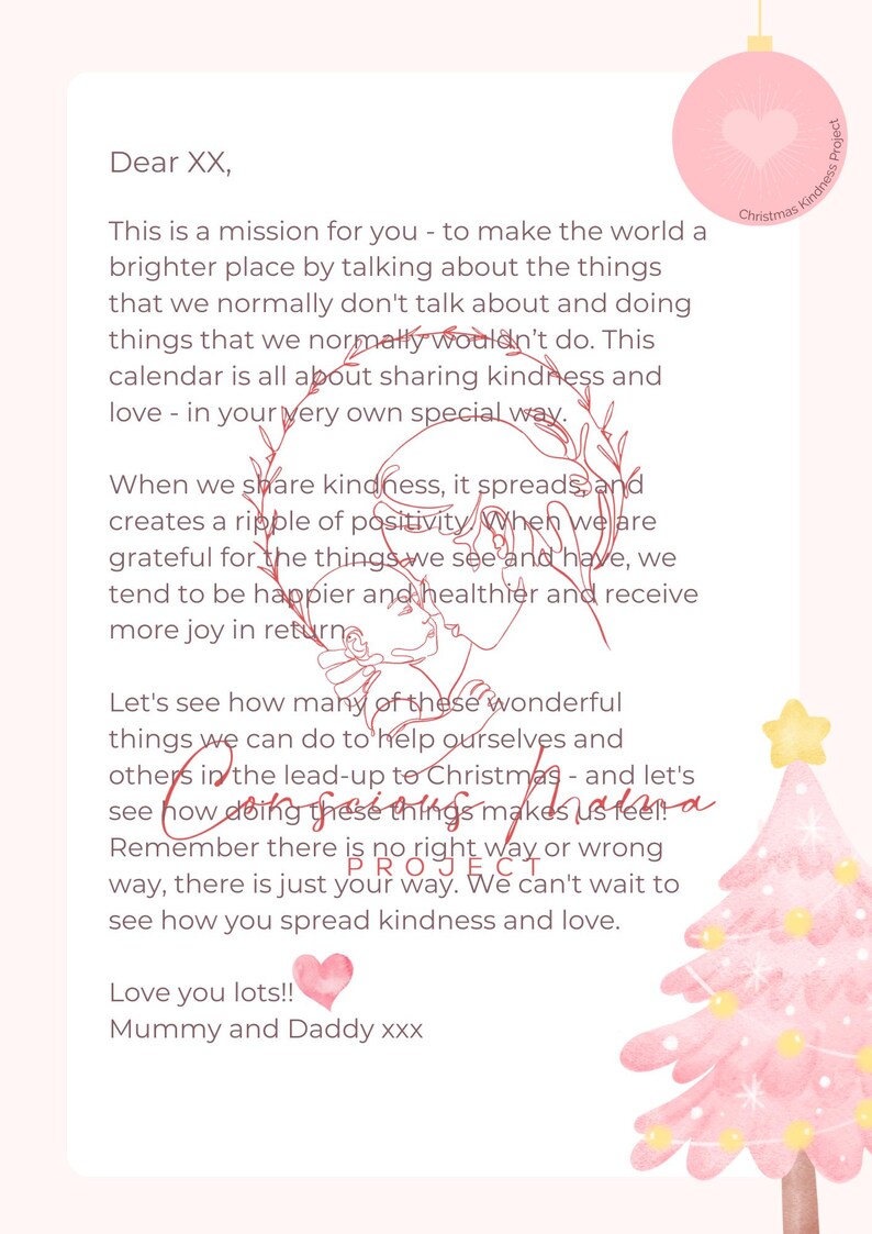Kindness Advent Calendar PINK - Digital Download - Etsy
