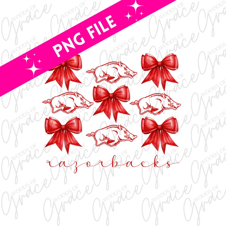 Razorback PNG With Bows, Arkansas Razorback Shirt Design for ...