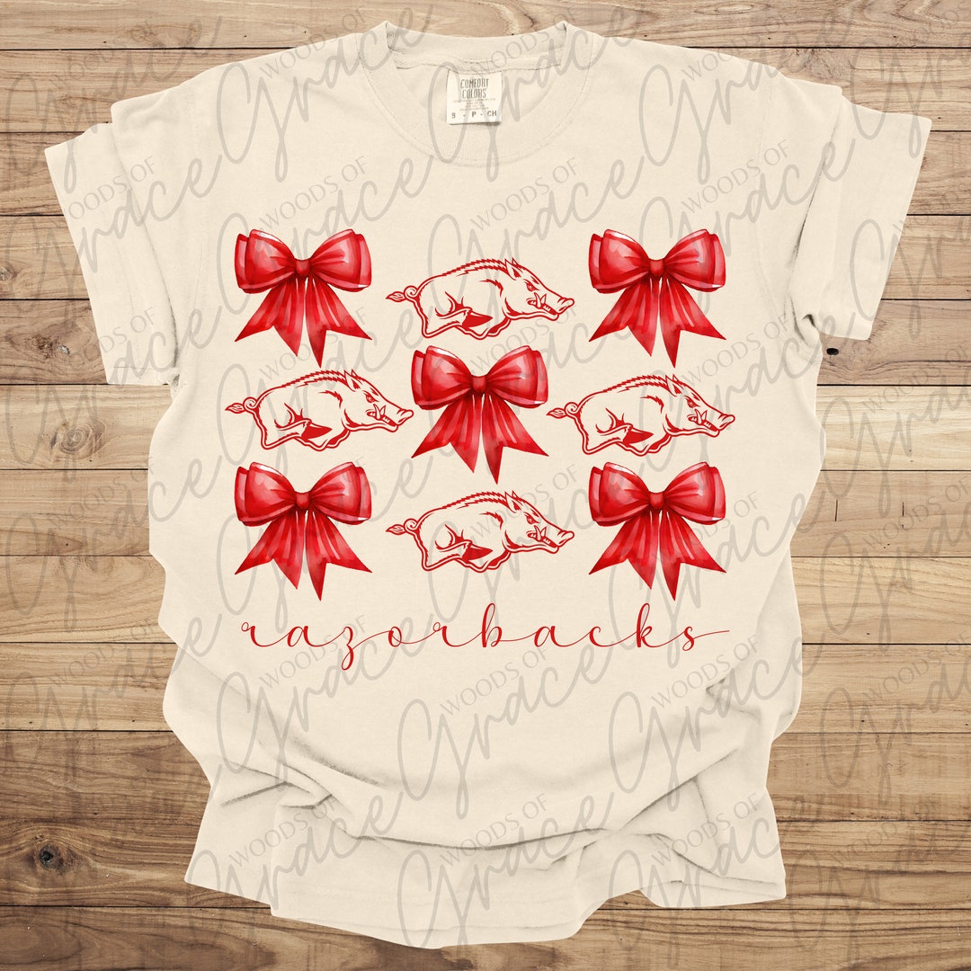 Razorback PNG With Bows, Arkansas Razorback Shirt Design for Sublimation - Etsy