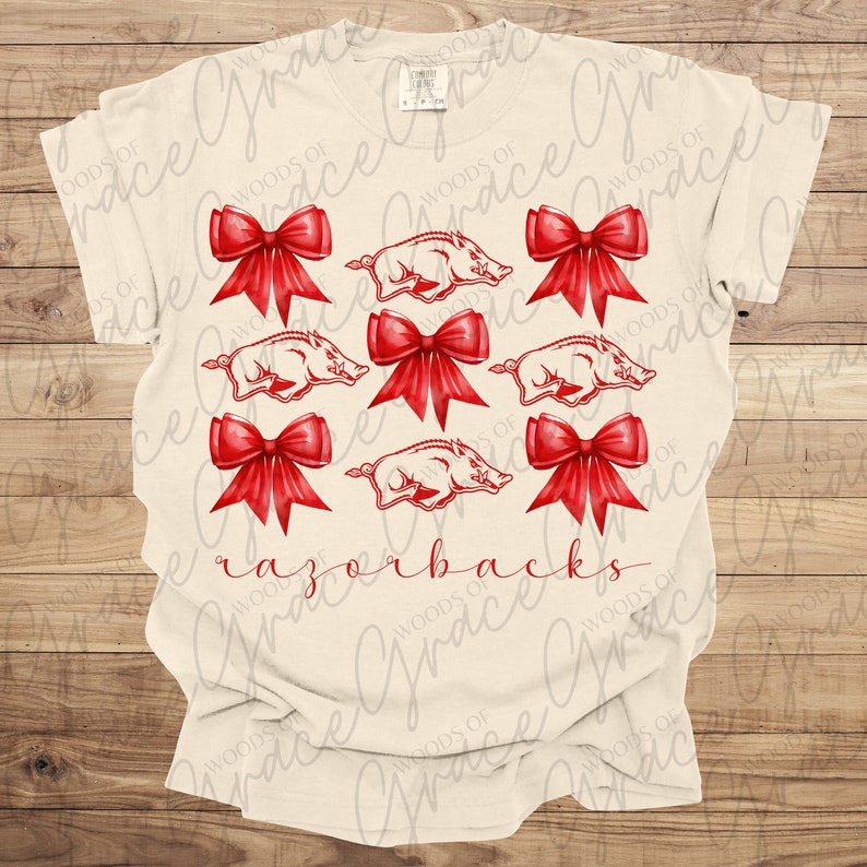 Razorback PNG With Bows, Arkansas Razorback Shirt Design for ...