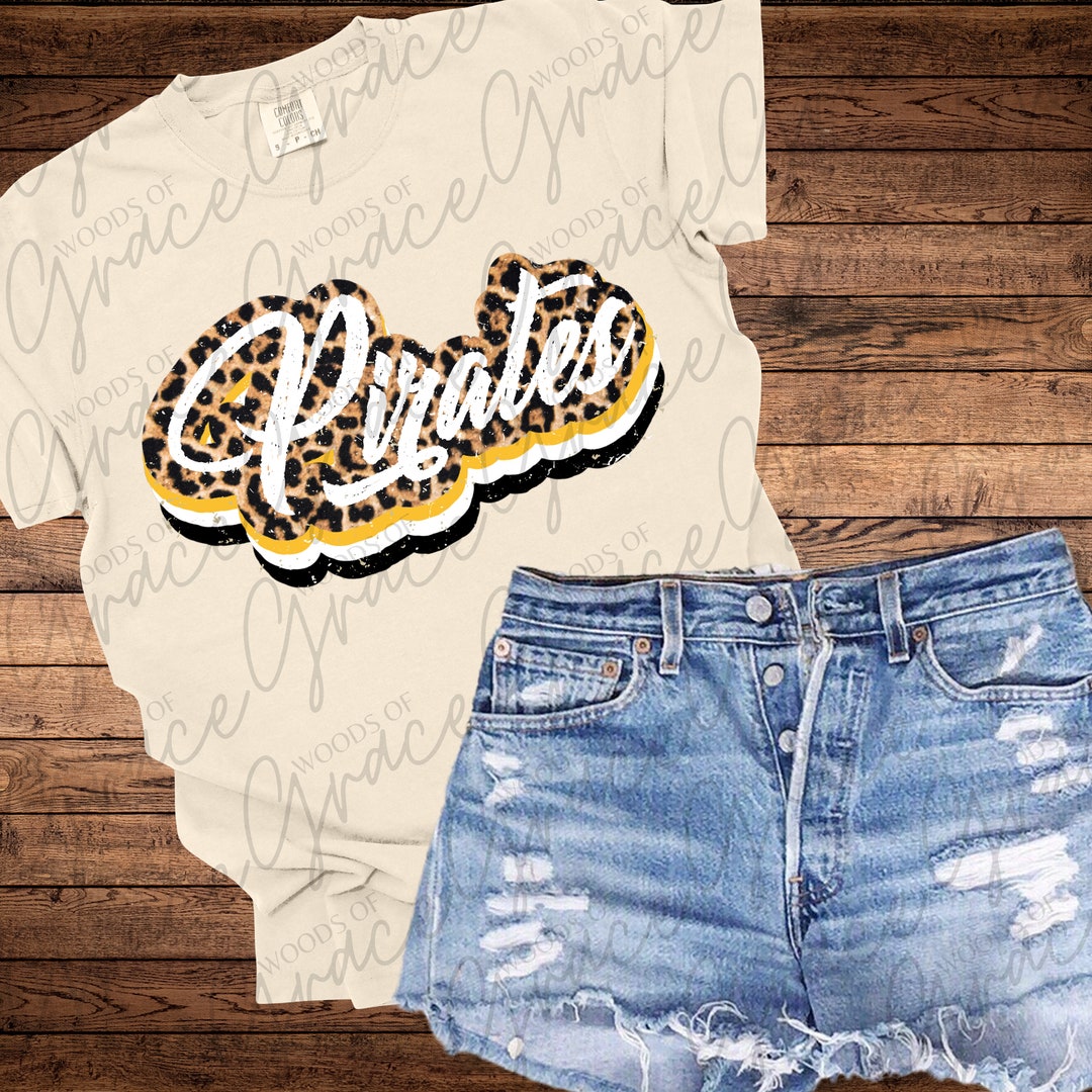 Pirates PNG, Black and Gold, Leopard Print, Distressed, Sublimation ...